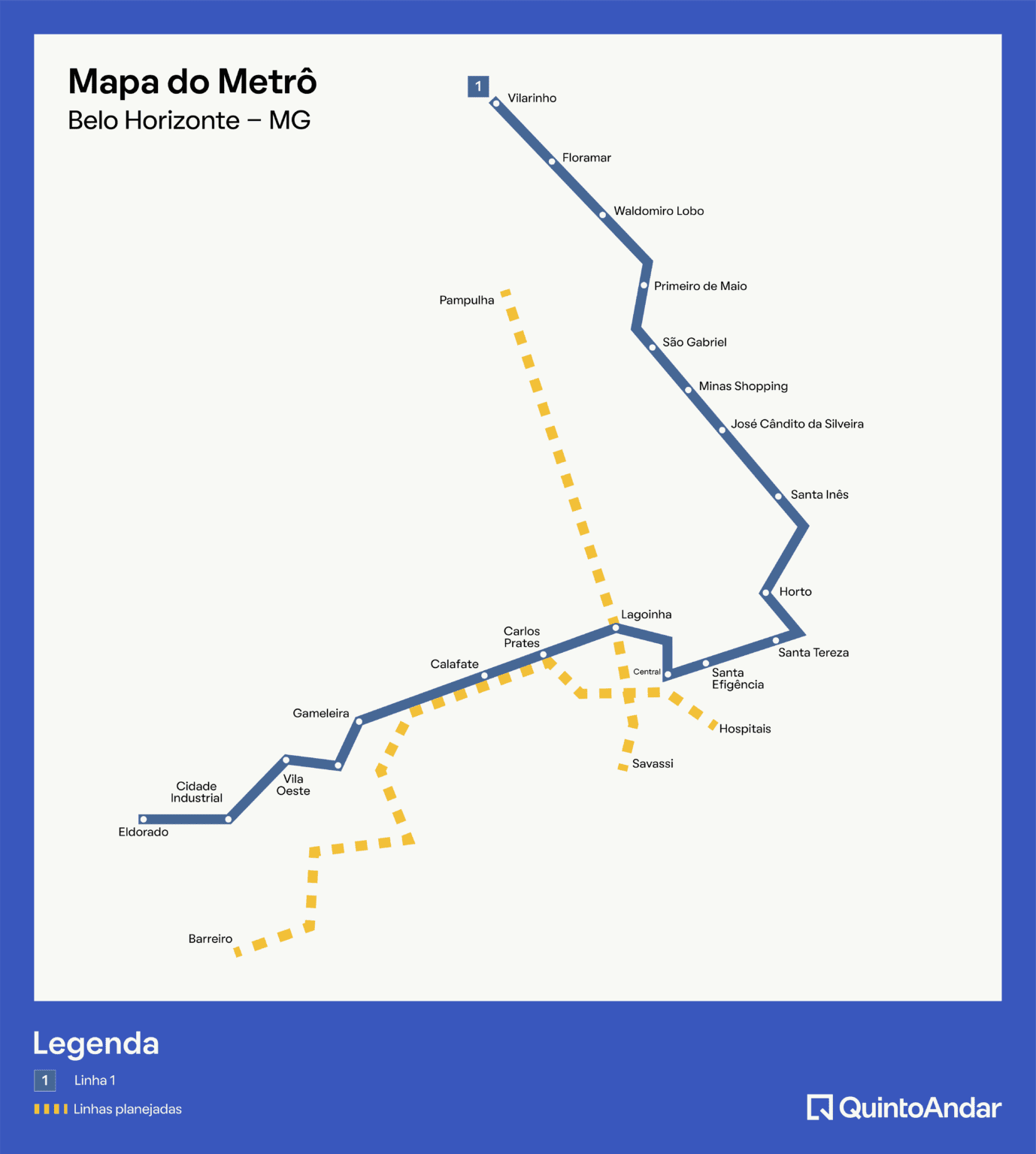 Metrô em BH: Conheça as estações da Linha 1 - Azul da CBTU